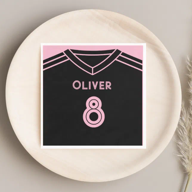 Miami Pink and Black Soccer Party Birthday Napkin | Zazzle