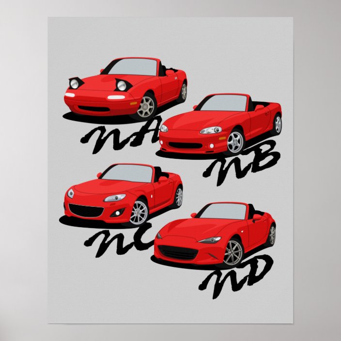 Miata Generations Poster | Zazzle.co.uk