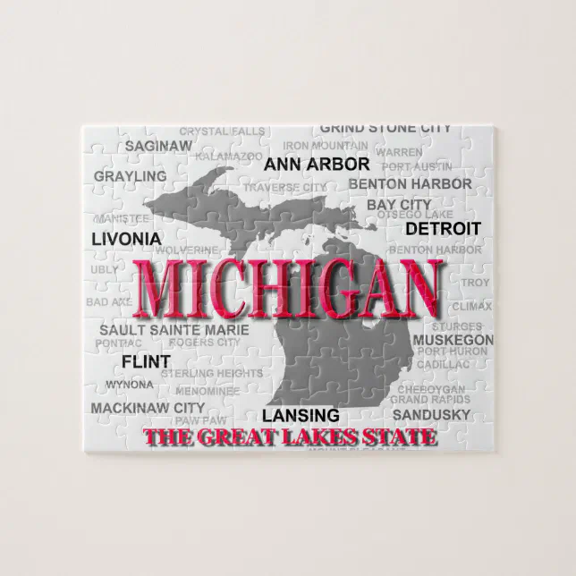 Michigan State Pride Map Silhouette Jigsaw Puzzle | Zazzle
