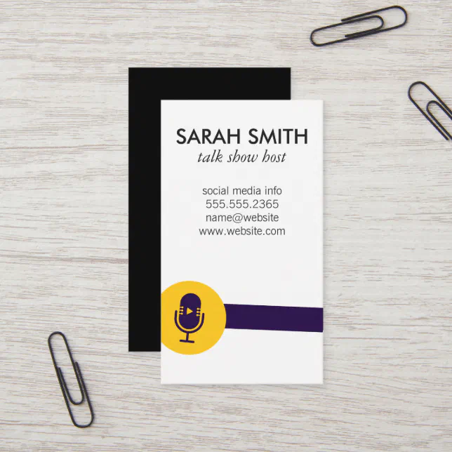 Microphone Talk Show Logo / Entertainment Business Card | Zazzle