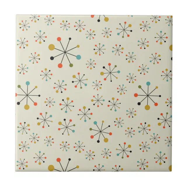 Mid-Century Atomic Inspired Pattern Tile | Zazzle