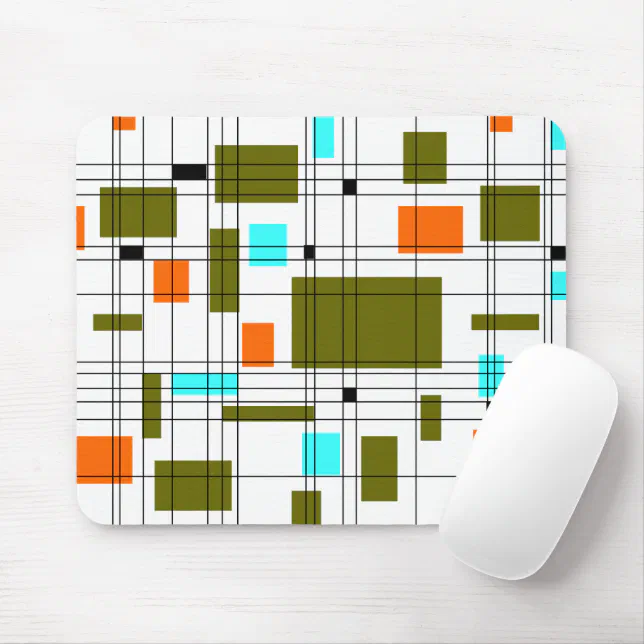 Mid Century Grid Mouse Mat | Zazzle