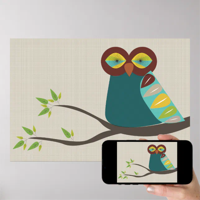 Mid Century Modern Owl Poster | Zazzle