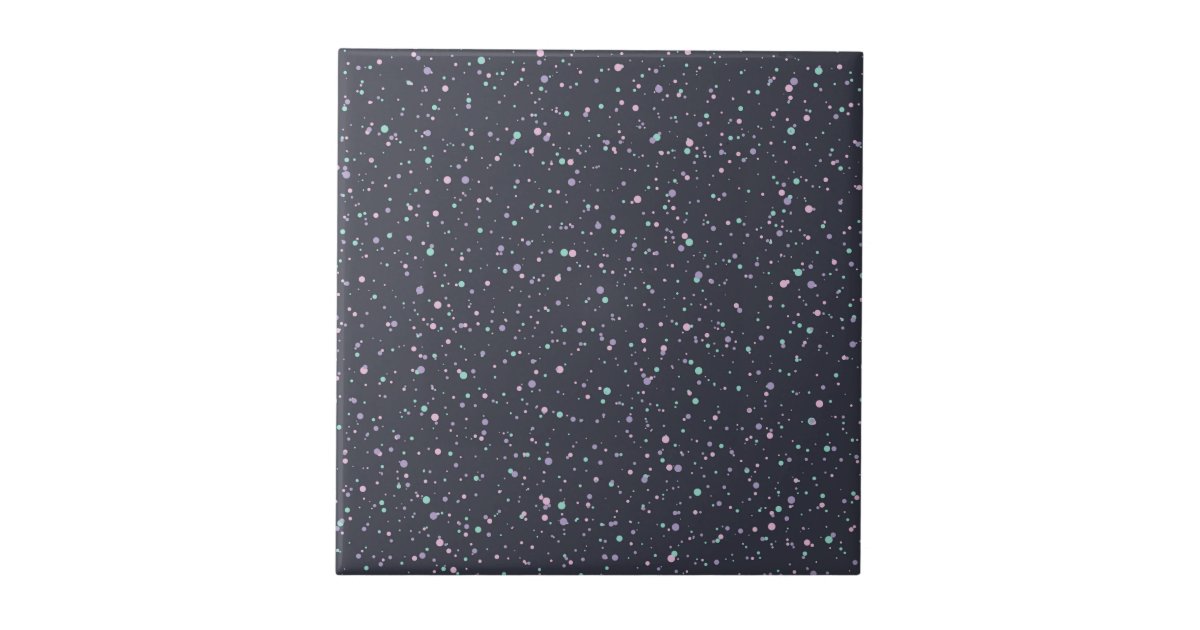 Midnight Speckled Pastel Splatter Paint Dots Tile | Zazzle
