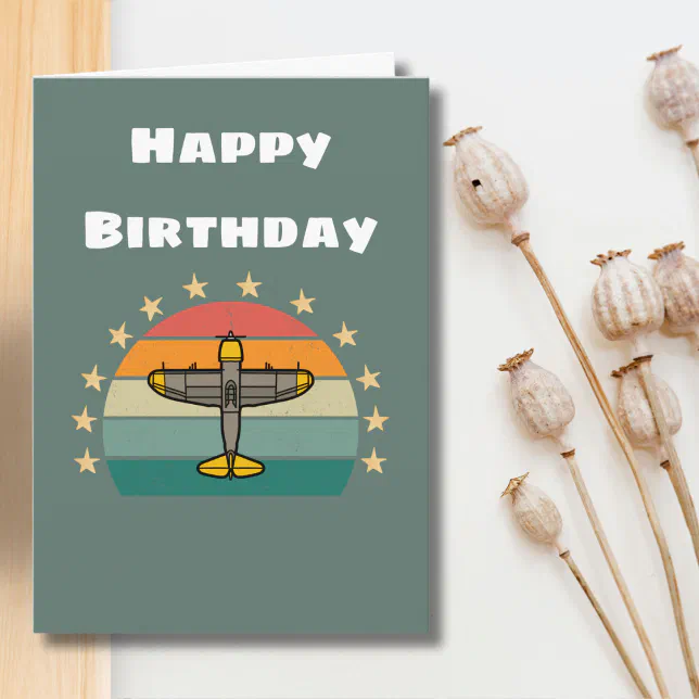 Military Aeroplane Flying, Cool Aviation Birthday Card | Zazzle