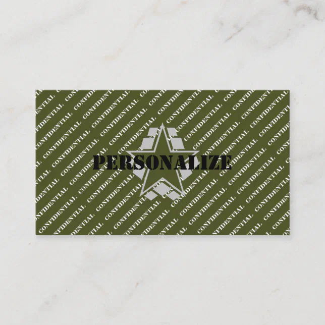 Military Armed Forces Army Green Recruiter Style Business Card | Zazzle