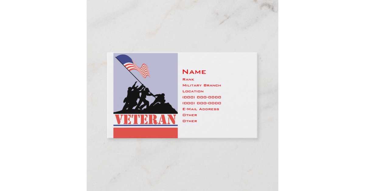 Military Veteran Calling Card | Zazzle