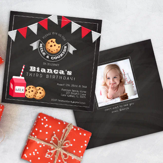 Milk and Cookies Birthday Invitation – Vintage Cha | Zazzle