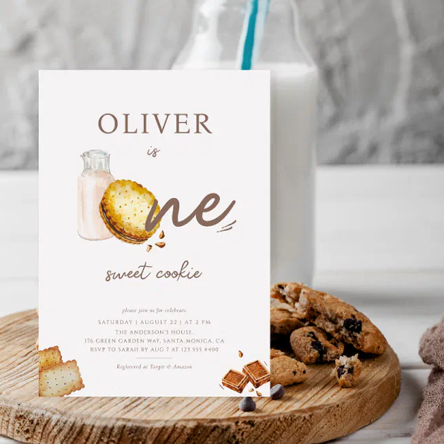 Milk & Cookies First Birthday Party Invitation | Zazzle