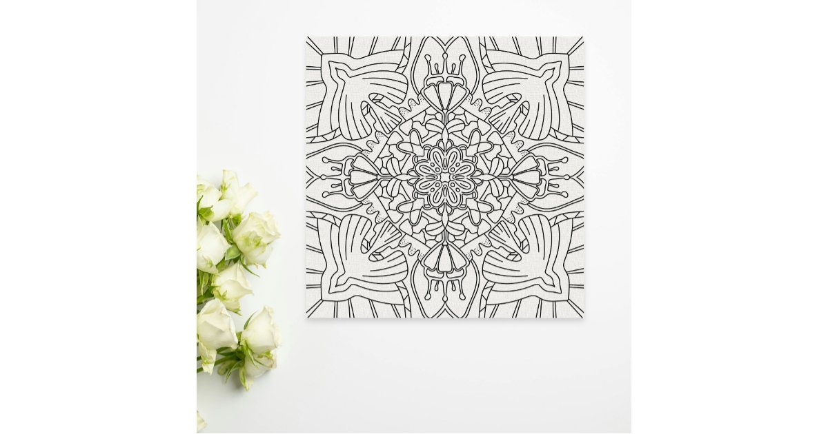 Mindful Summer: Peaceful Botanical Colouring Poster | Zazzle