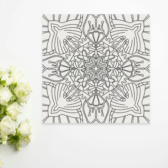 Mindful Summer: Peaceful Botanical Colouring Poster | Zazzle