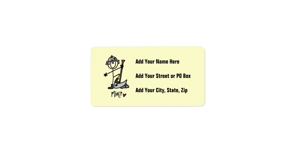 Miner Stick Figure Label | Zazzle