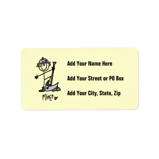 Miner Stick Figure Label | Zazzle