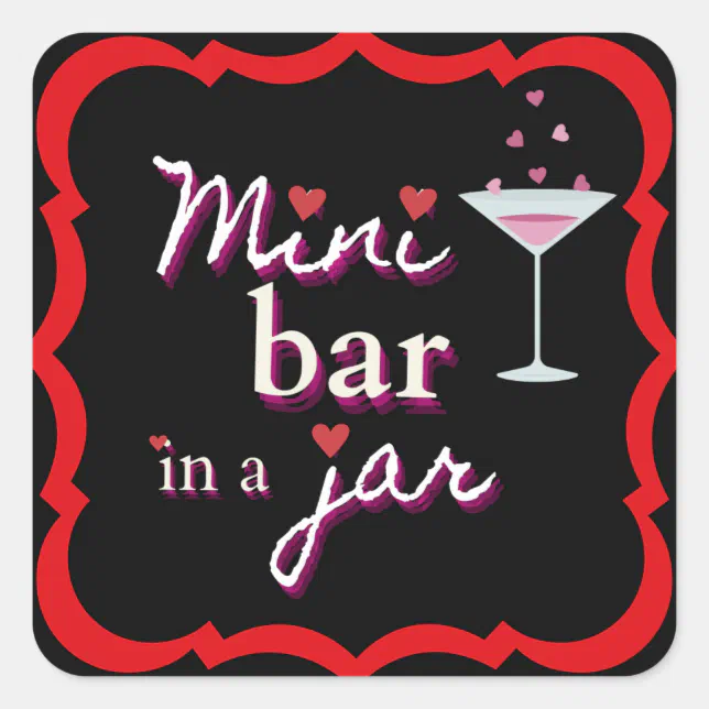 Mini Bar in a Jar Stick Sheet Square Sticker | Zazzle