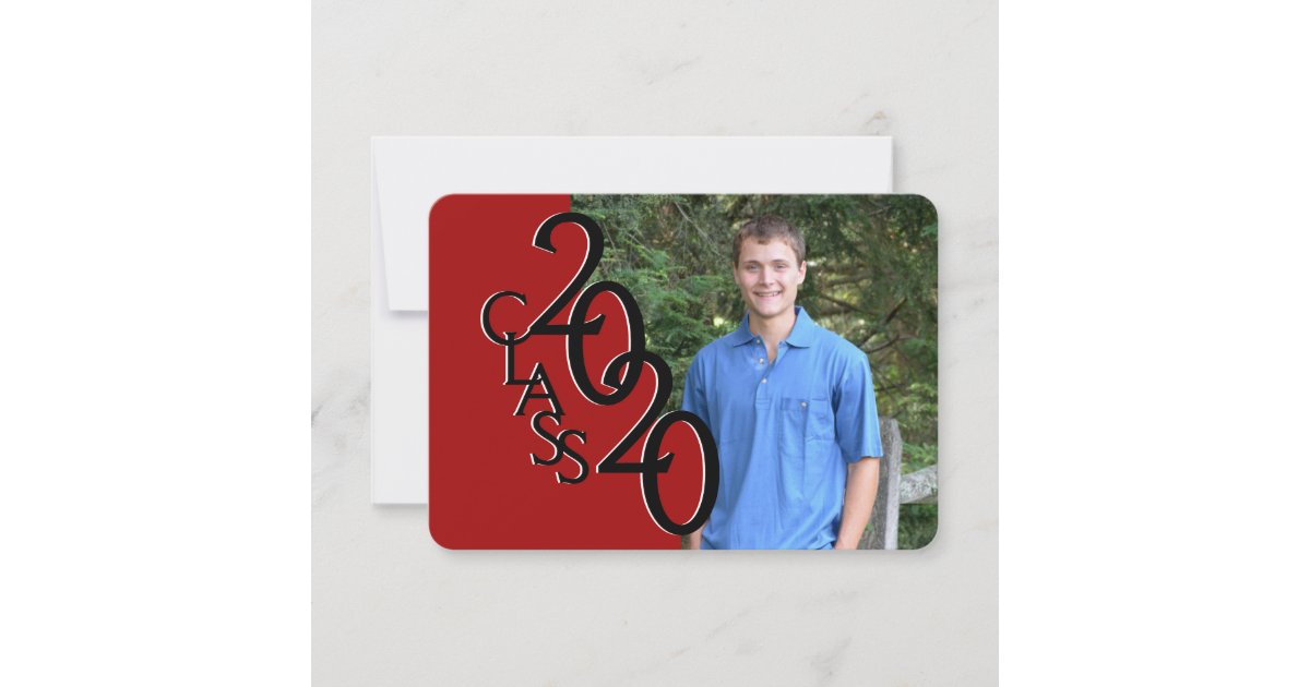 Mini Class of 2020 Red Photo Graduation Invitation | Zazzle