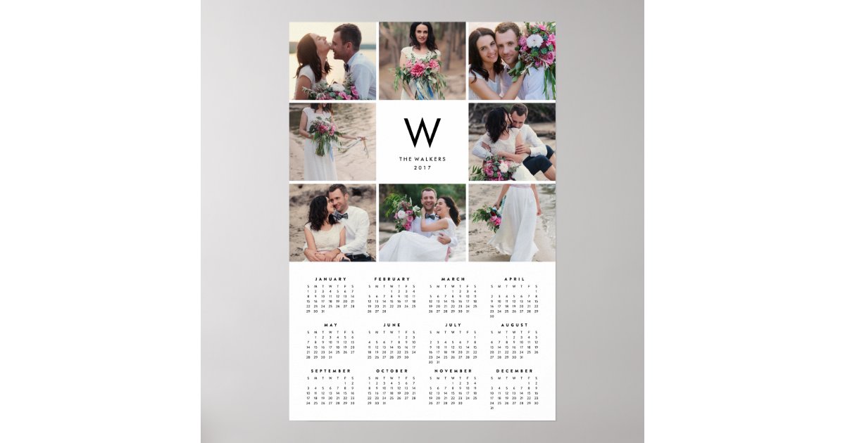 Minimal Collage 16x24 2017 Yearly Photo Calendar Poster | Zazzle