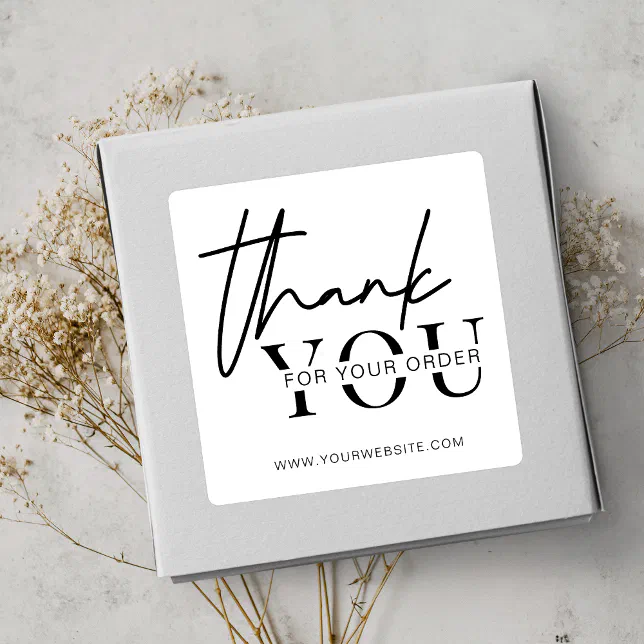 Minimal Custom Business Thank You Square Sticker | Zazzle