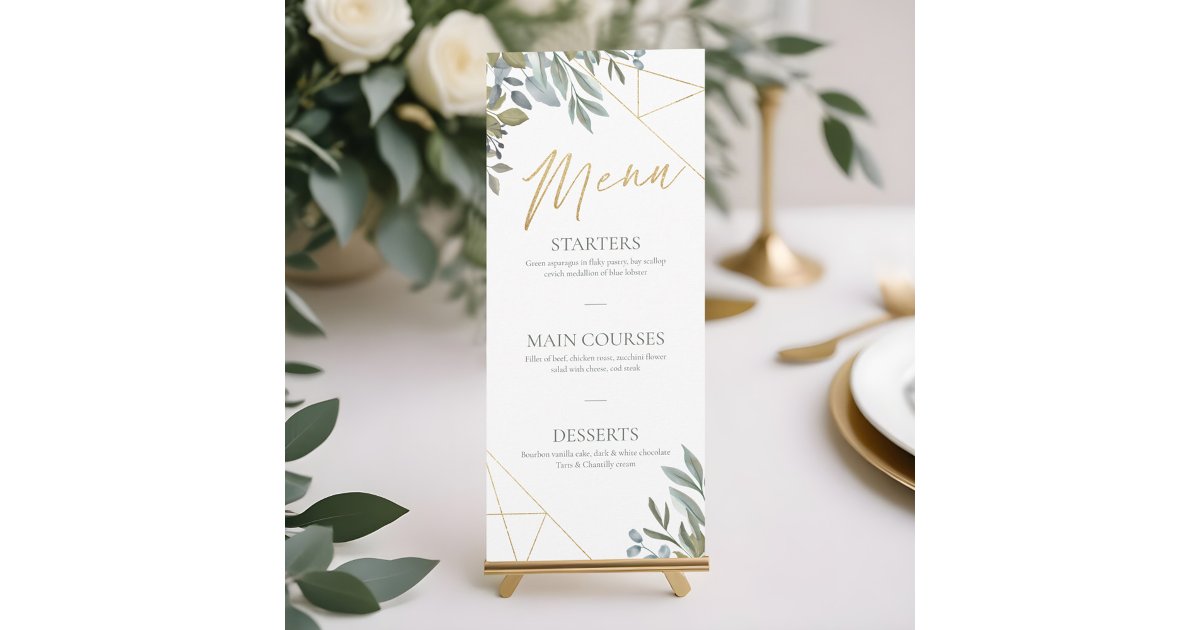 Minimal Greenery & Geometric Terrarium Menu Card | Zazzle