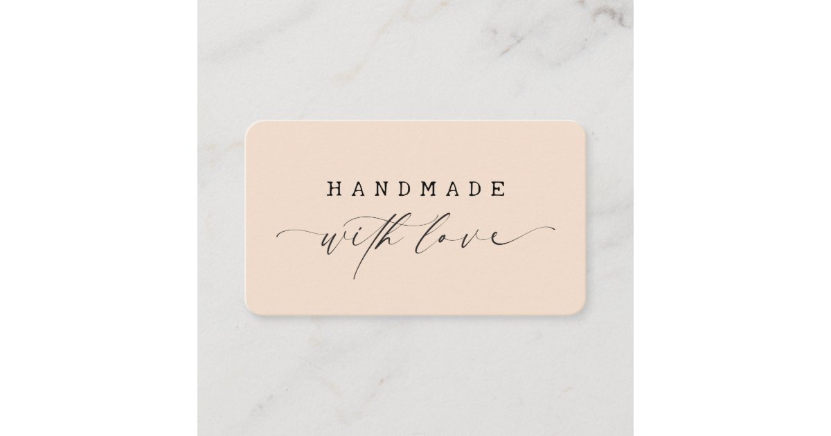 Minimal Handmade with Love Script Custom Logo Business Card | Zazzle