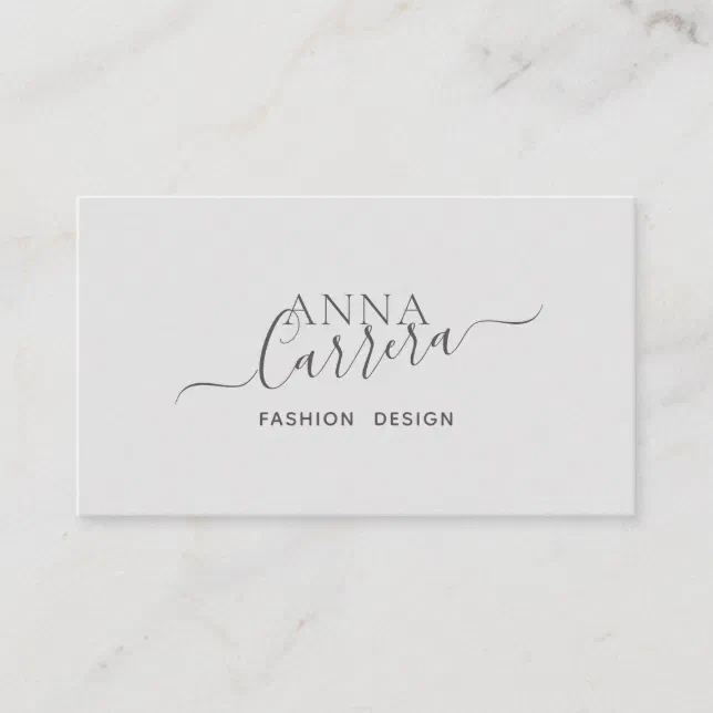 Minimal Luxury Boutique Grey Modern Calligraphy Business Card | Zazzle