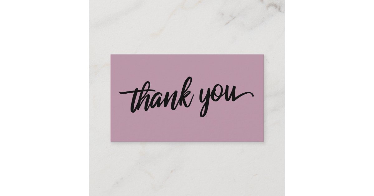 Minimal Script Typography Medium Mauve Thank You Enclosure Card | Zazzle