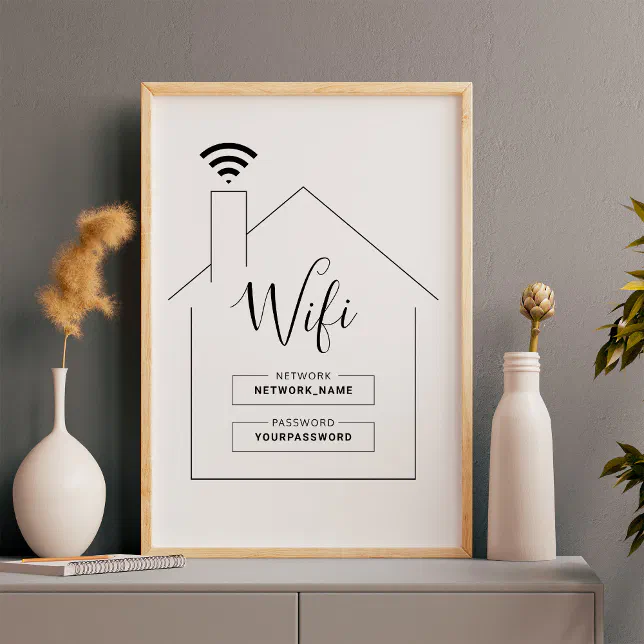 Minimalist and modern wifi network password poster | Zazzle