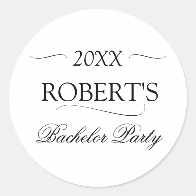Minimalist Bachelor Party Classic Round Sticker | Zazzle