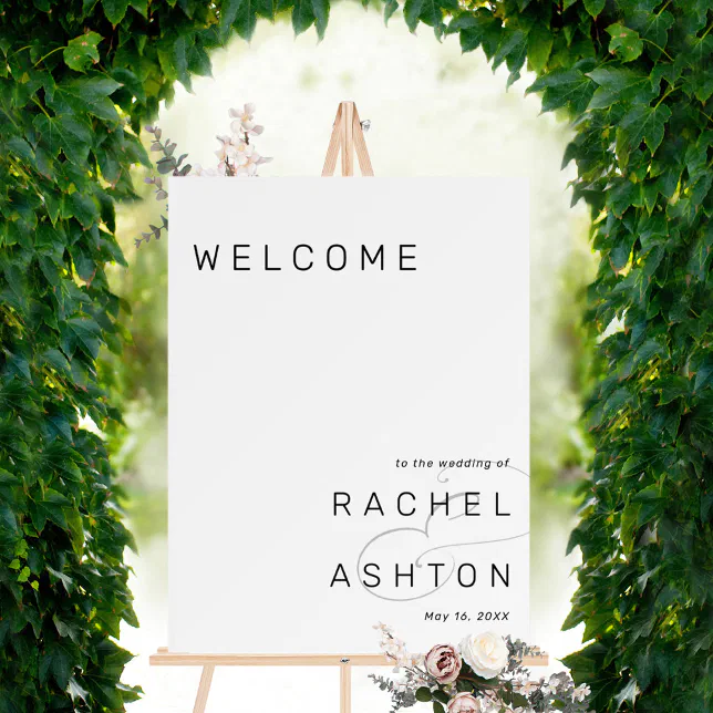 Minimalist Black and White Wedding Welcome Sign | Zazzle