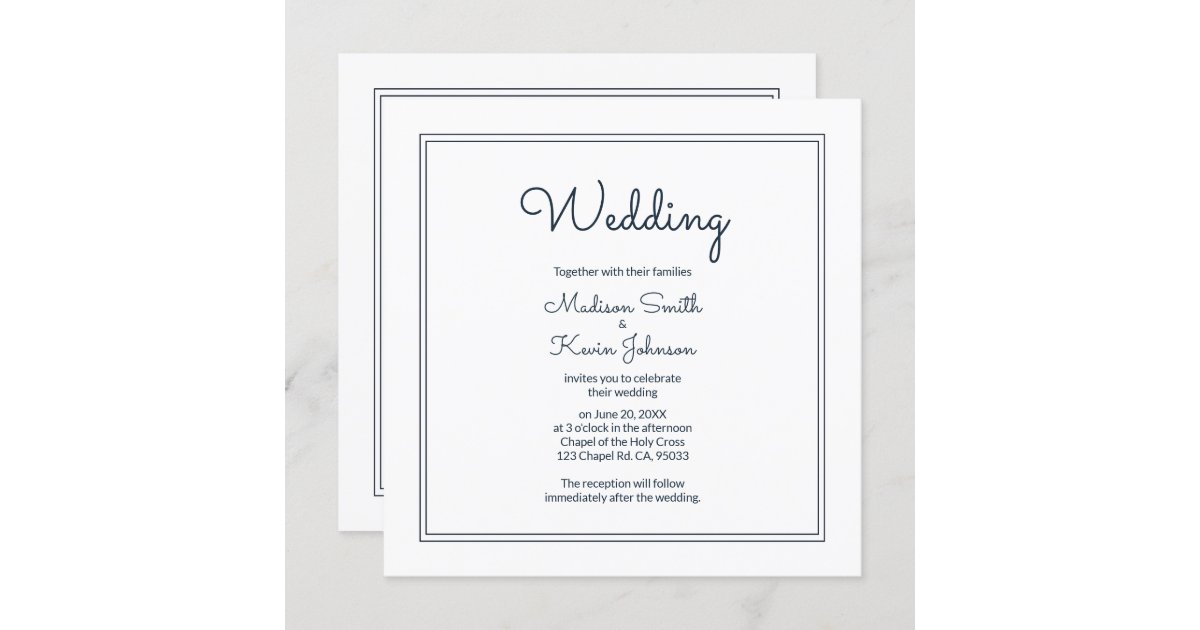 Minimalist Cursive Script Wedding Invitation | Zazzle