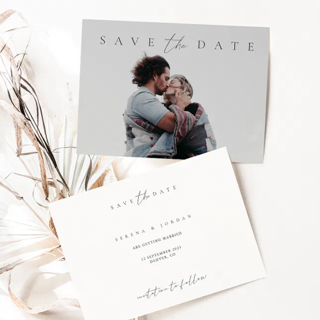 Minimalist Elegant Script Photo Save the Date | Zazzle