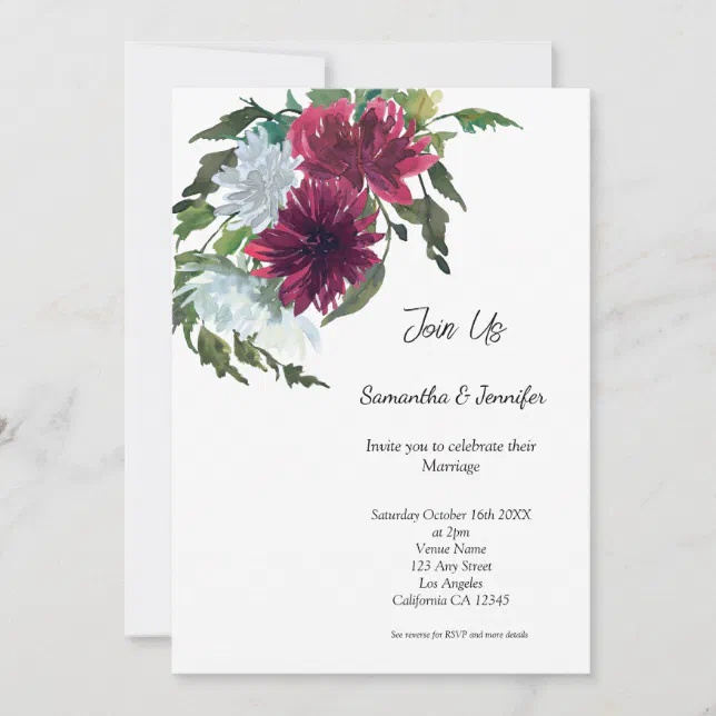 Minimalist Gay LGBGQ QR Code Floral Wedding Invitation | Zazzle