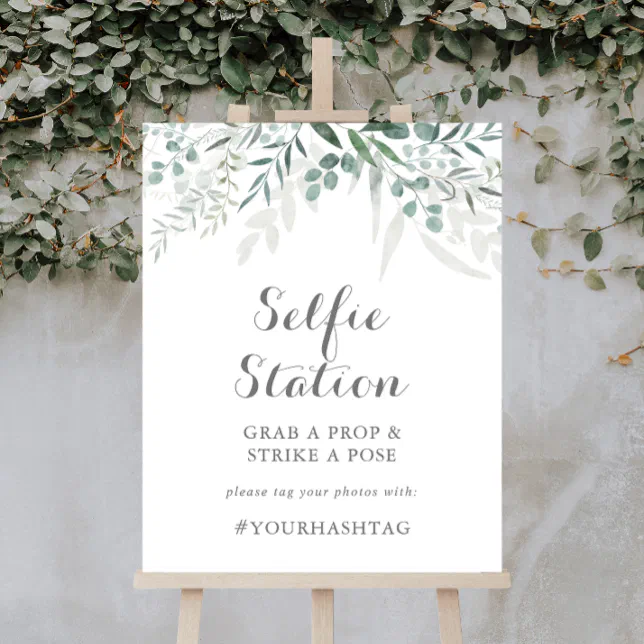 Minimalist Greenery Eucalyptus Selfie Station Sign | Zazzle