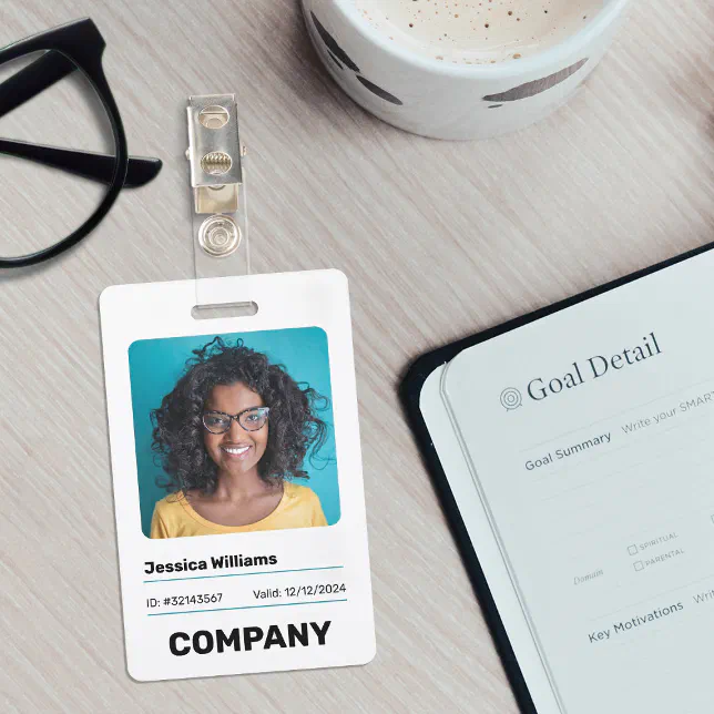 Minimalist Large Photo Employee ID Badge | Zazzle