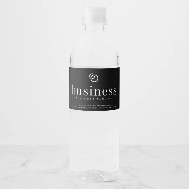 Minimalist Modern Elegant Business Name Logo Water Bottle Label | Zazzle