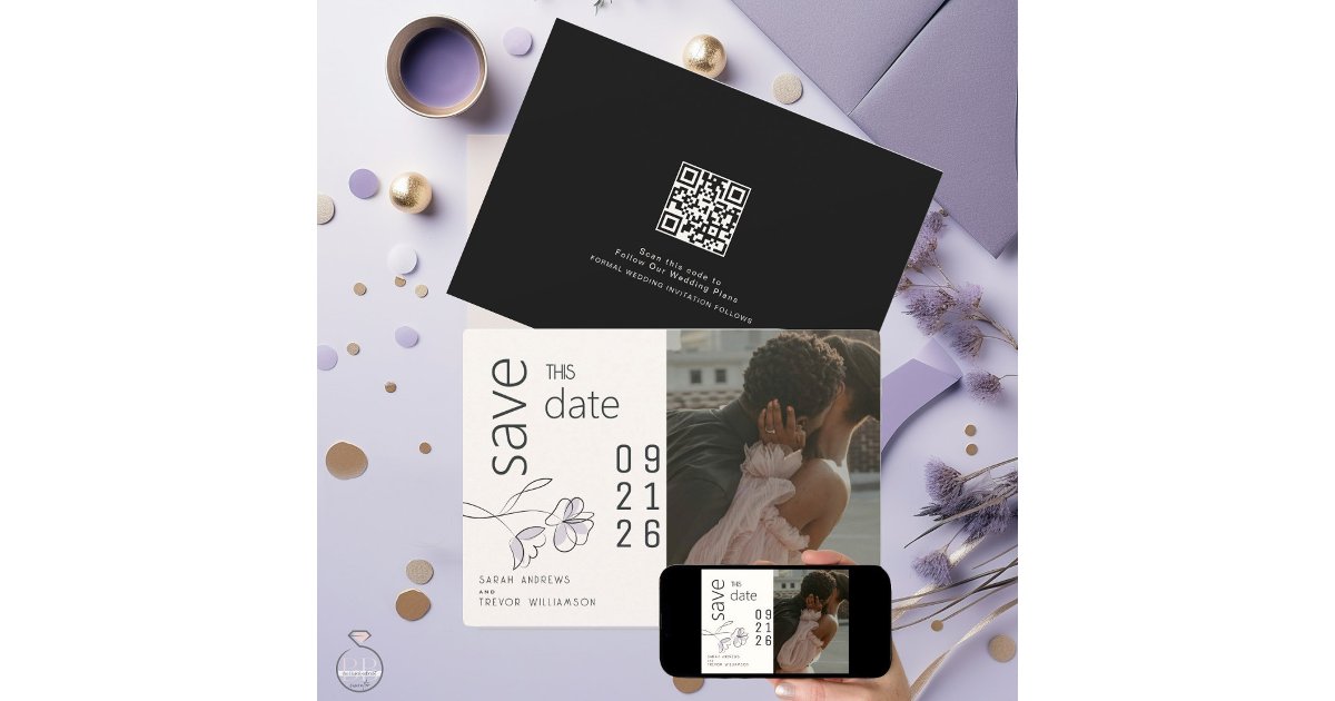 Minimalist Modern Floral Dusty Plum and Buff Invitation | Zazzle