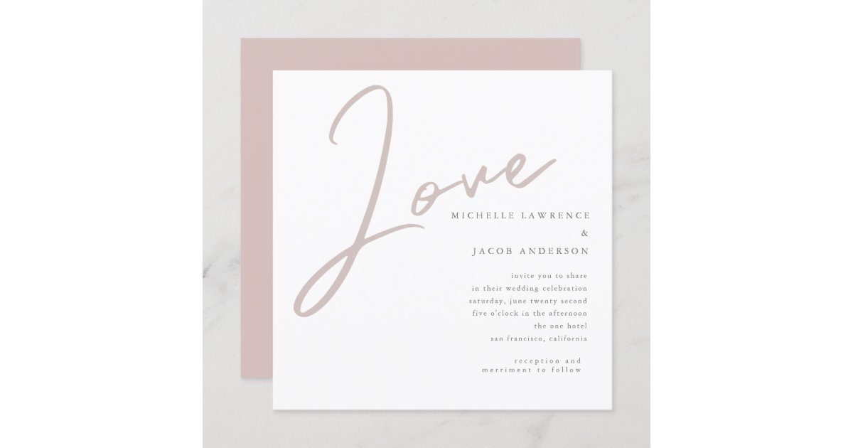 minimalist modern love script wedding invitation | Zazzle