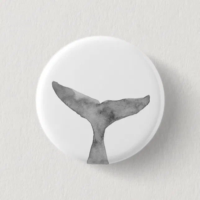 Minimalist Modern Watercolor Whale Fluke 3 Cm Round Badge | Zazzle