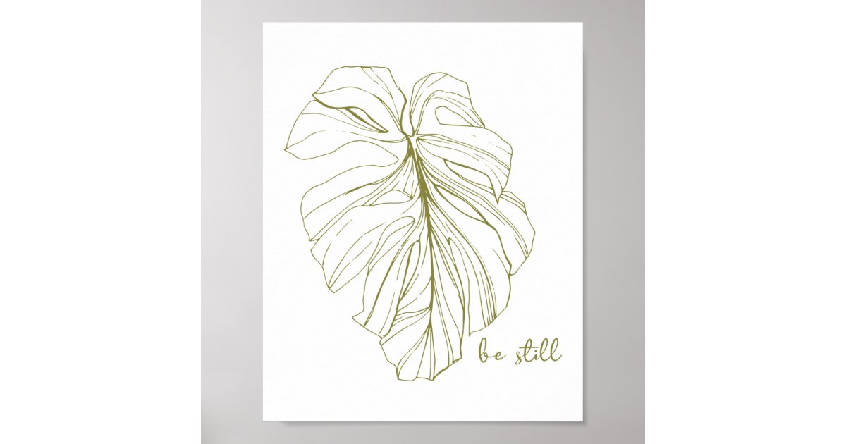 Minimalist Monstera Leaf Inspirational Quote Poster | Zazzle