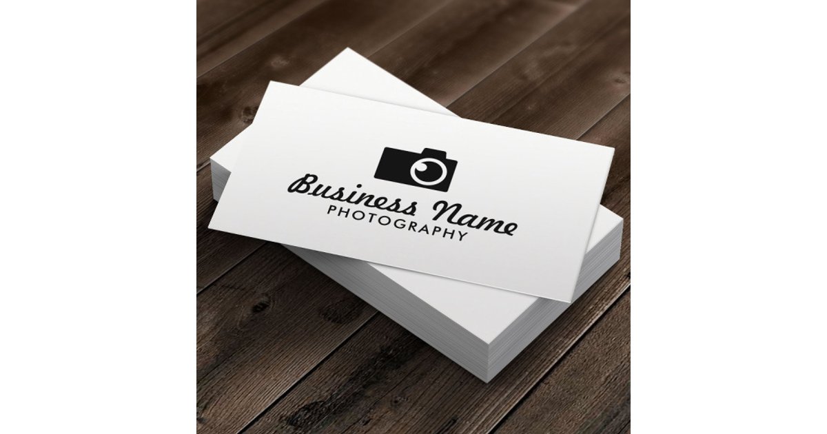 Minimalist Photographer Camera Logo Photography Business Card | Zazzle