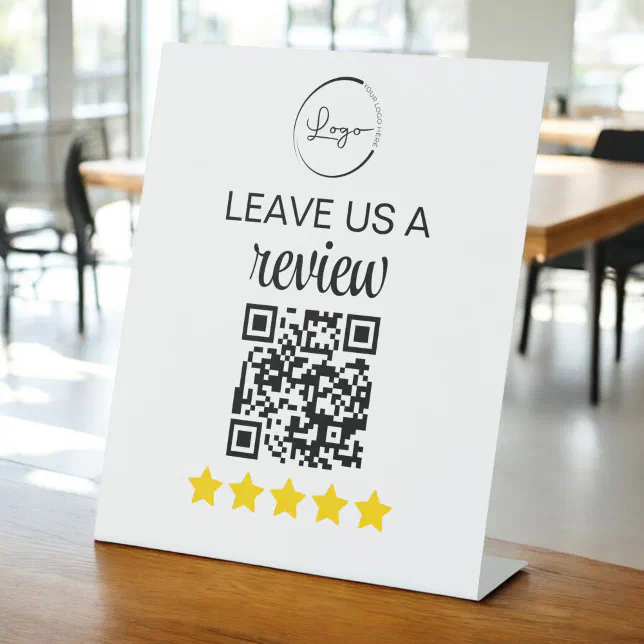 Minimalist QR Leave Us a Review Business Pedestal Sign | Zazzle
