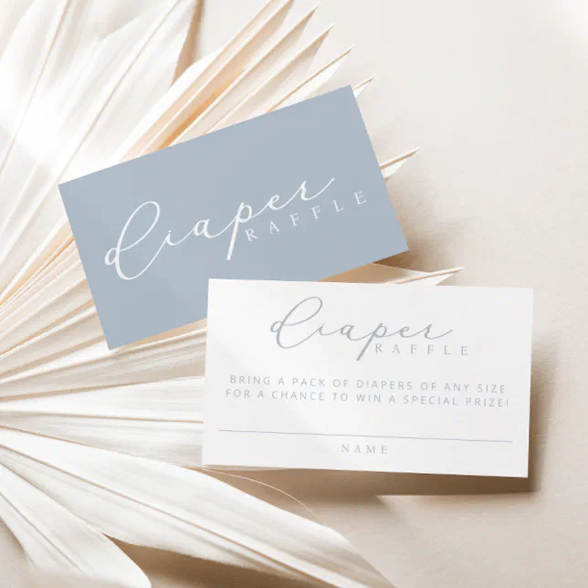 Minimalist Script Baby Shower Diaper Raffle Cards | Zazzle
