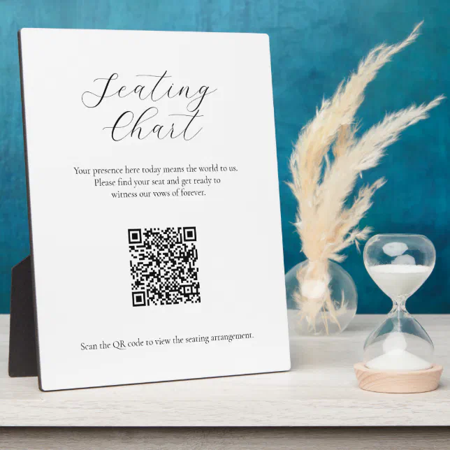 Minimalist Seating Chart Sign with QR Code Plaque | Zazzle