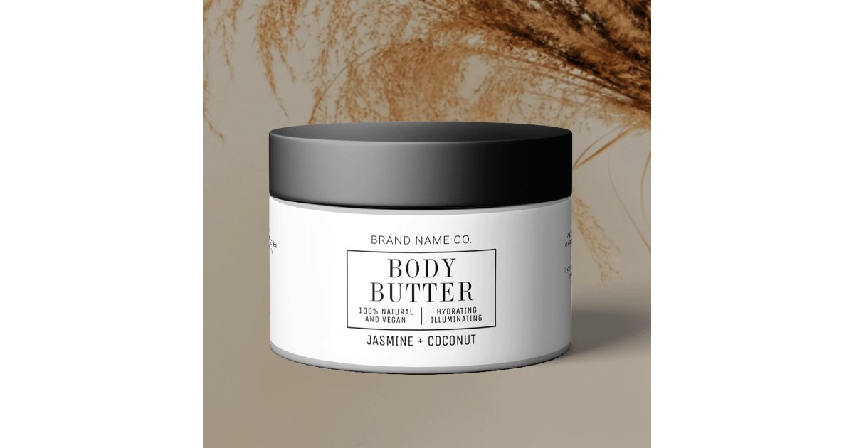 Minimalist Simple Body Butter Skincare Jar Label | Zazzle