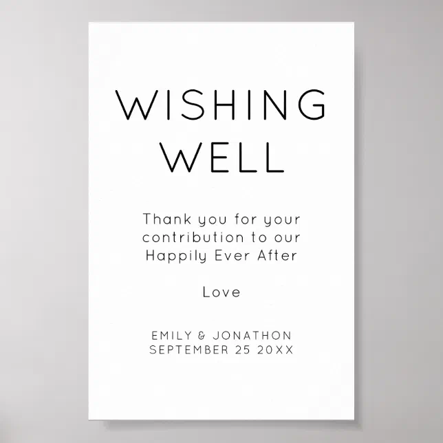 Minimalist Wishing Well Wedding Sign | Zazzle