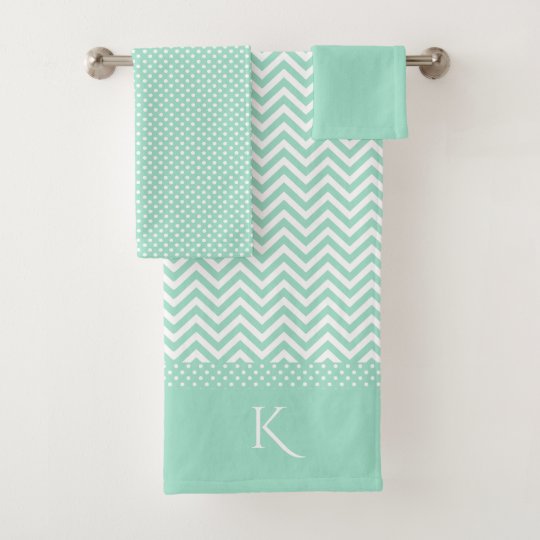 Mint Green Patterned Bath Towel Set | Zazzle.co.uk