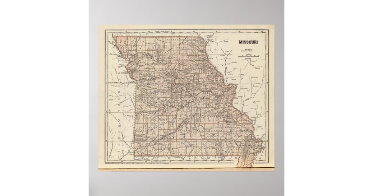 Missouri Atlas Map Poster | Zazzle