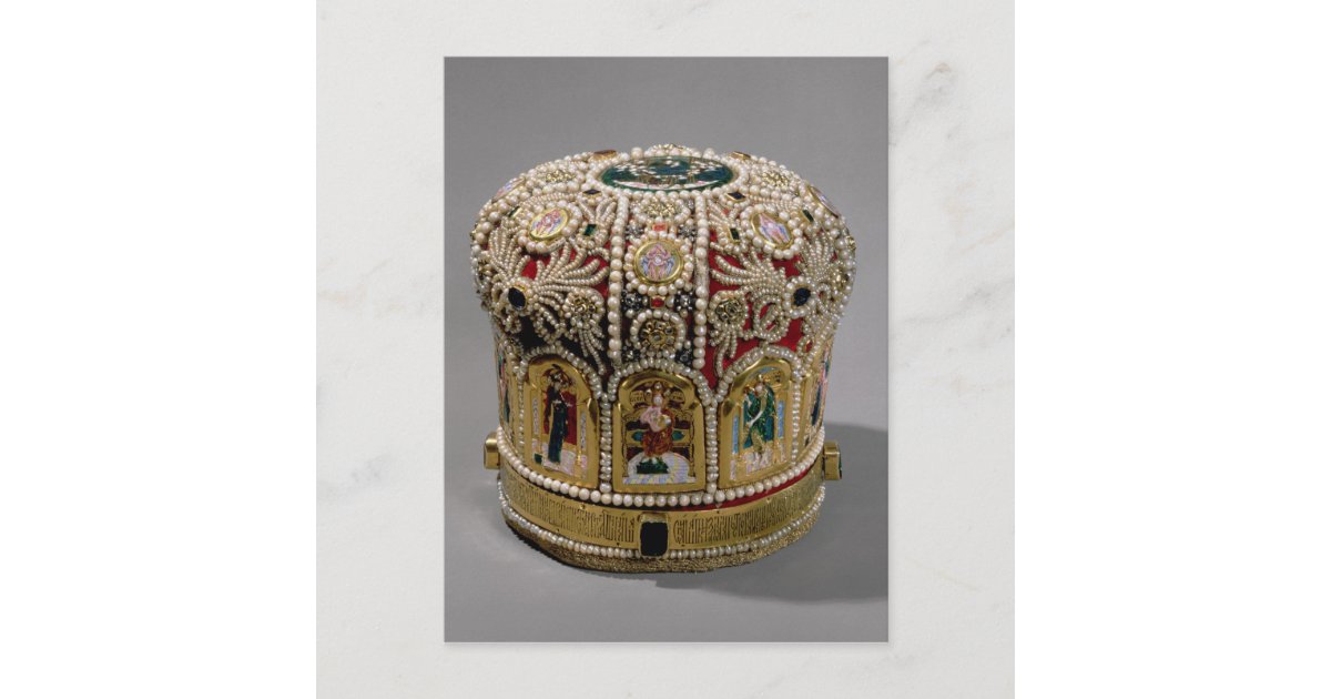 Mitre crown set with pearls and precious postcard | Zazzle