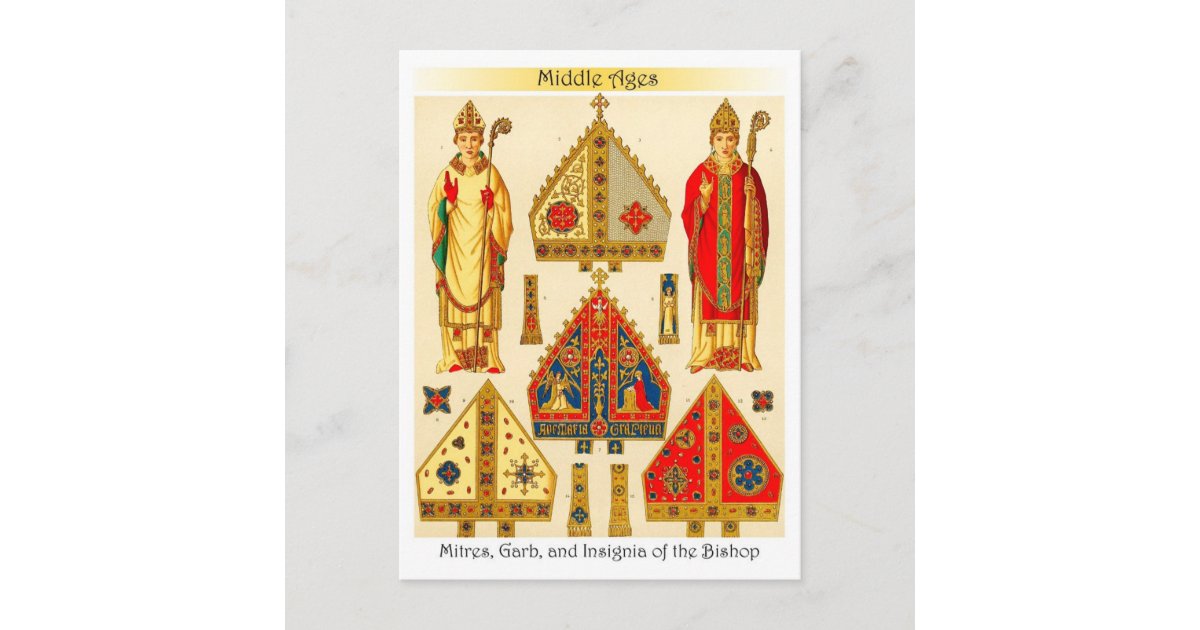 Mitres, Garb, and Insignia of the Bishop Postcard | Zazzle