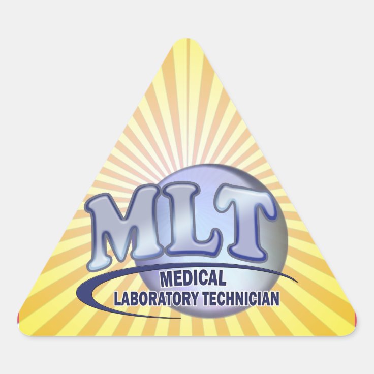MLT FunBlue LOGO - MEDICAL LABORATORY TECHNICIAN Triangle Sticker | Zazzle