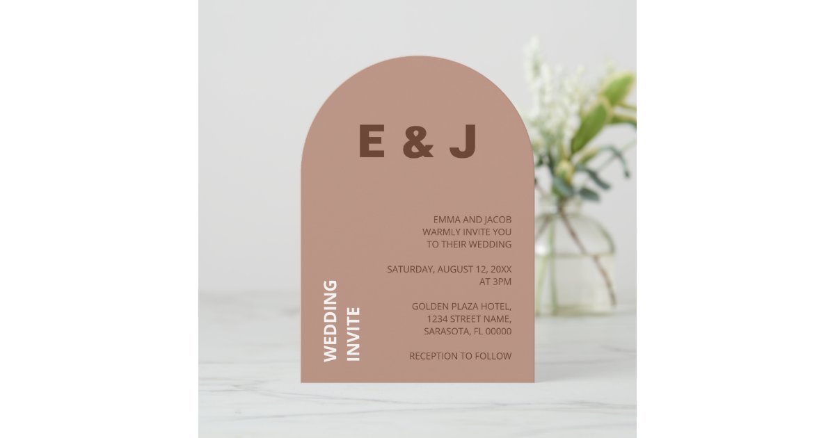 Mocha Brown Modern Wedding Invitation | Zazzle